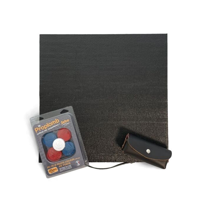 PetanqueShop Pack Débutant - Palet en plomb + Planche en bois + Trousse